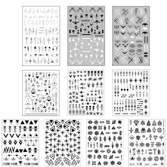 Makeup | 1 Sheets Black White Geometric Nail Art Stickers Decals 3d ...